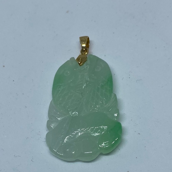 Jewelry | Genuine Natural Color Green Jade 14k Gold Pendant | Poshmark